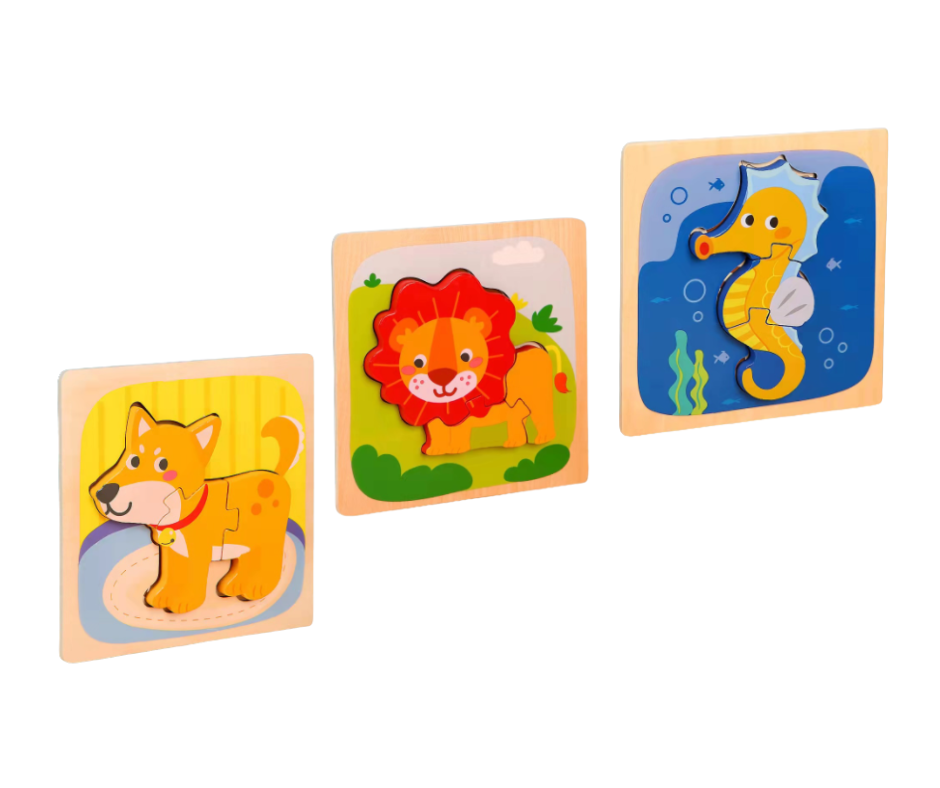 Juxtaposed Puzzles with 3 Pieces | Inset Puzzle Bundle – Different Roads