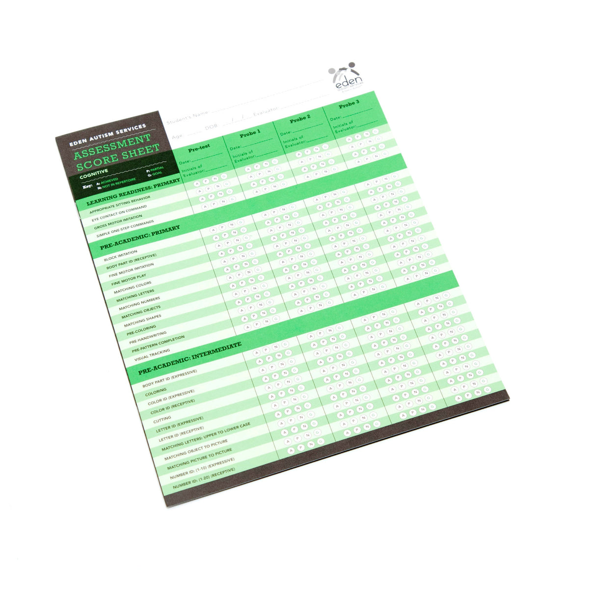 Cognitive Assessment Score Sheets for Autism: 10-Pack