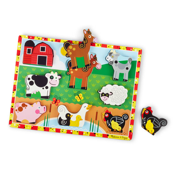 Melissa & Doug Farm Animals Puzzle | Wooden Farm Puzzle
